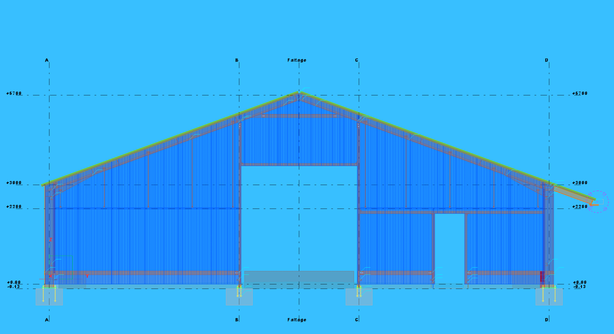 Bâtiment d'élevage avicole de 1800m² Catusse Métal Concept